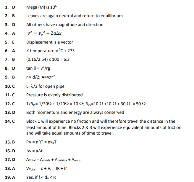 2018年Physics Bowl真题及答案 - Physics Bowl官网