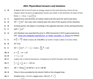 2021年Physics Bowl真题及答案 - Physics Bowl官网